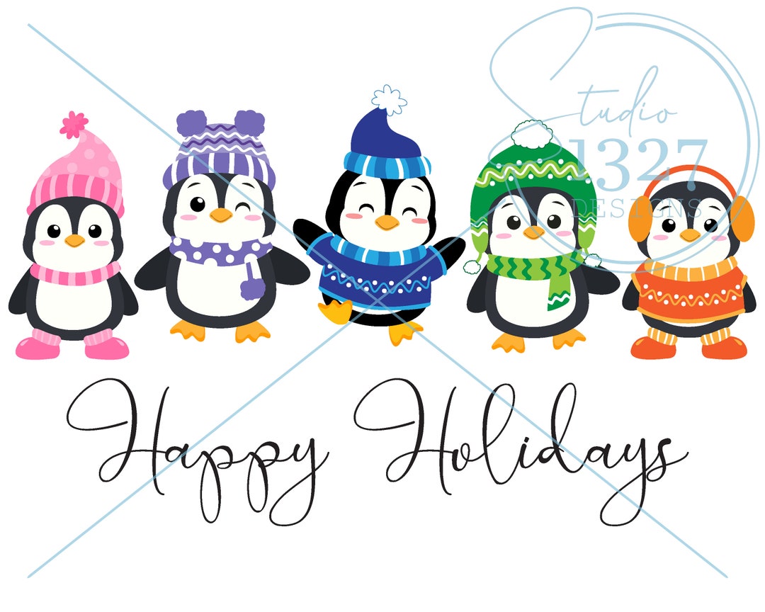 Happy Holidays SVG / Happy Holidays Penguins / Penguins SVG / - Etsy