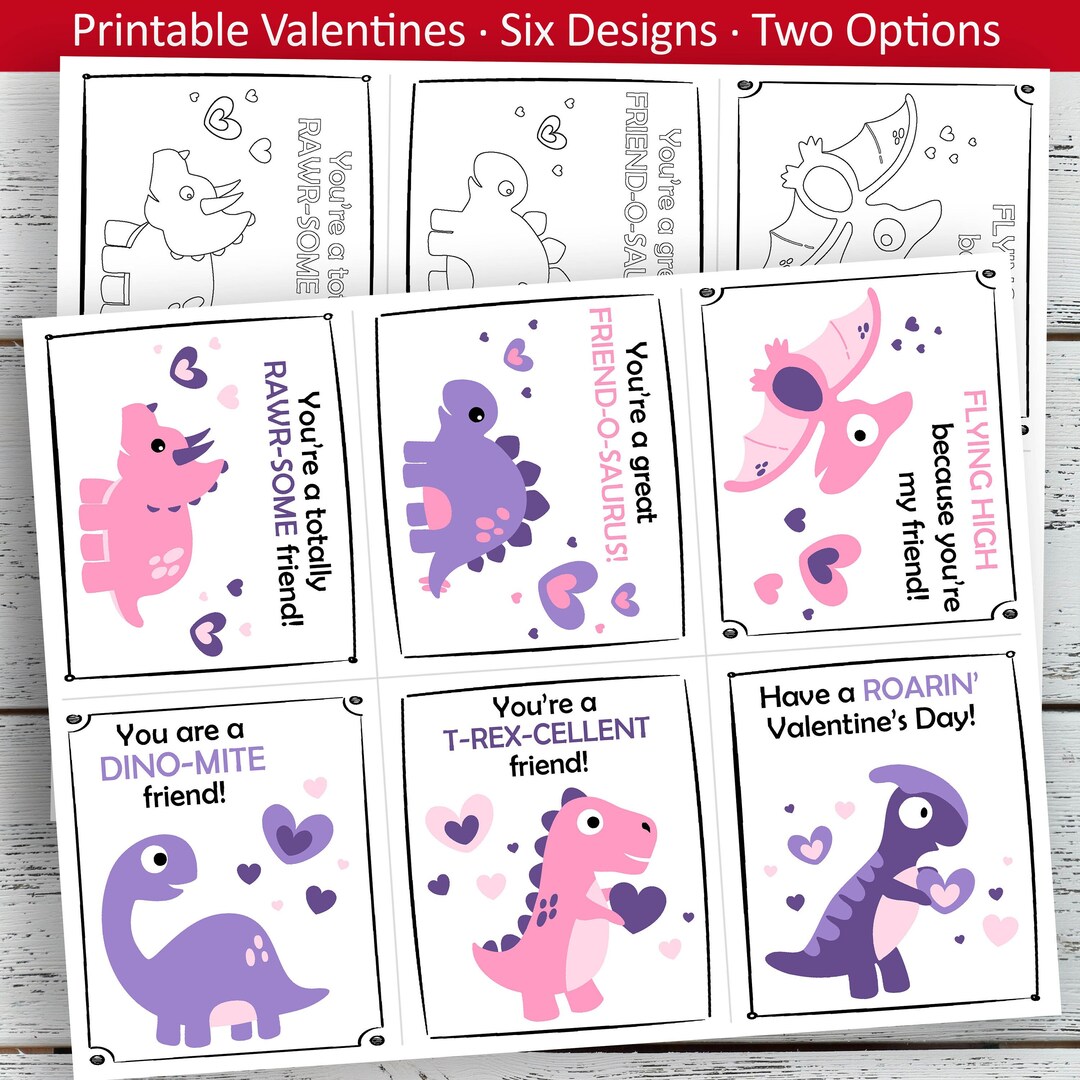 Dinosaur Valentine Set / Dino Valentine Set / Printable Valentines ...