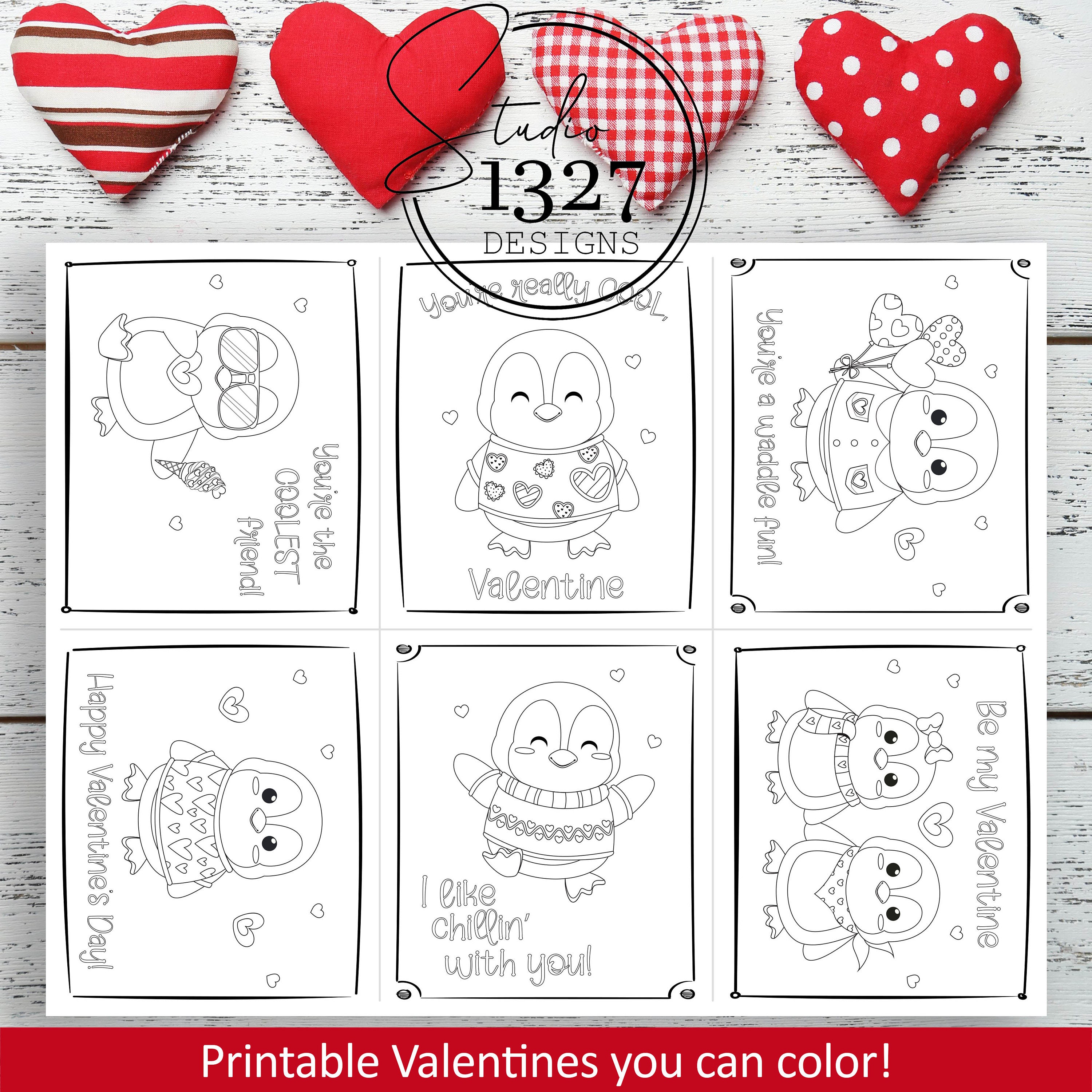 Penguin Valentine Set / Printable Valentines / Kids Printable ...