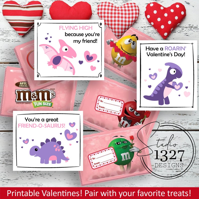 Dinosaur Valentine Set / Dino Valentine Set / Printable Valentines ...