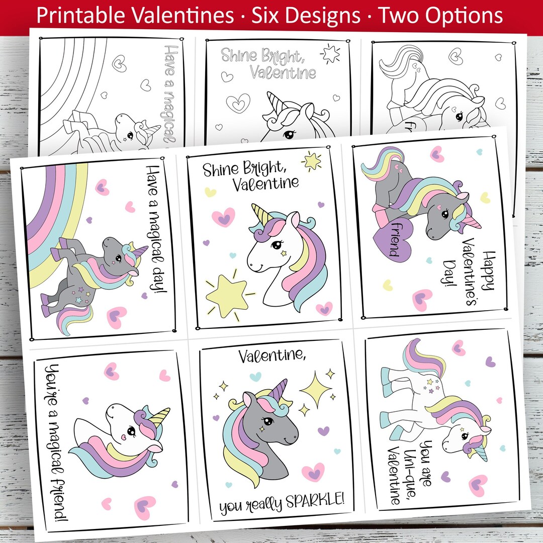 Unicorn Valentines / Printable Valentines / Printable Valentine ...