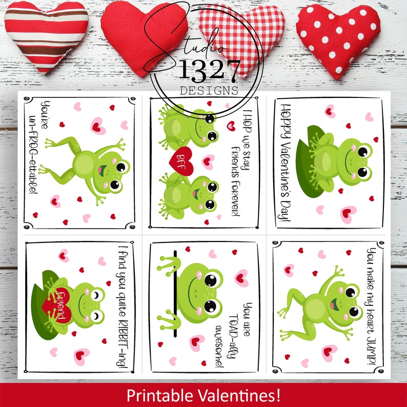 Printable Frog Valentine Cards: Kids Coloring Valentines (PDF) - Etsy