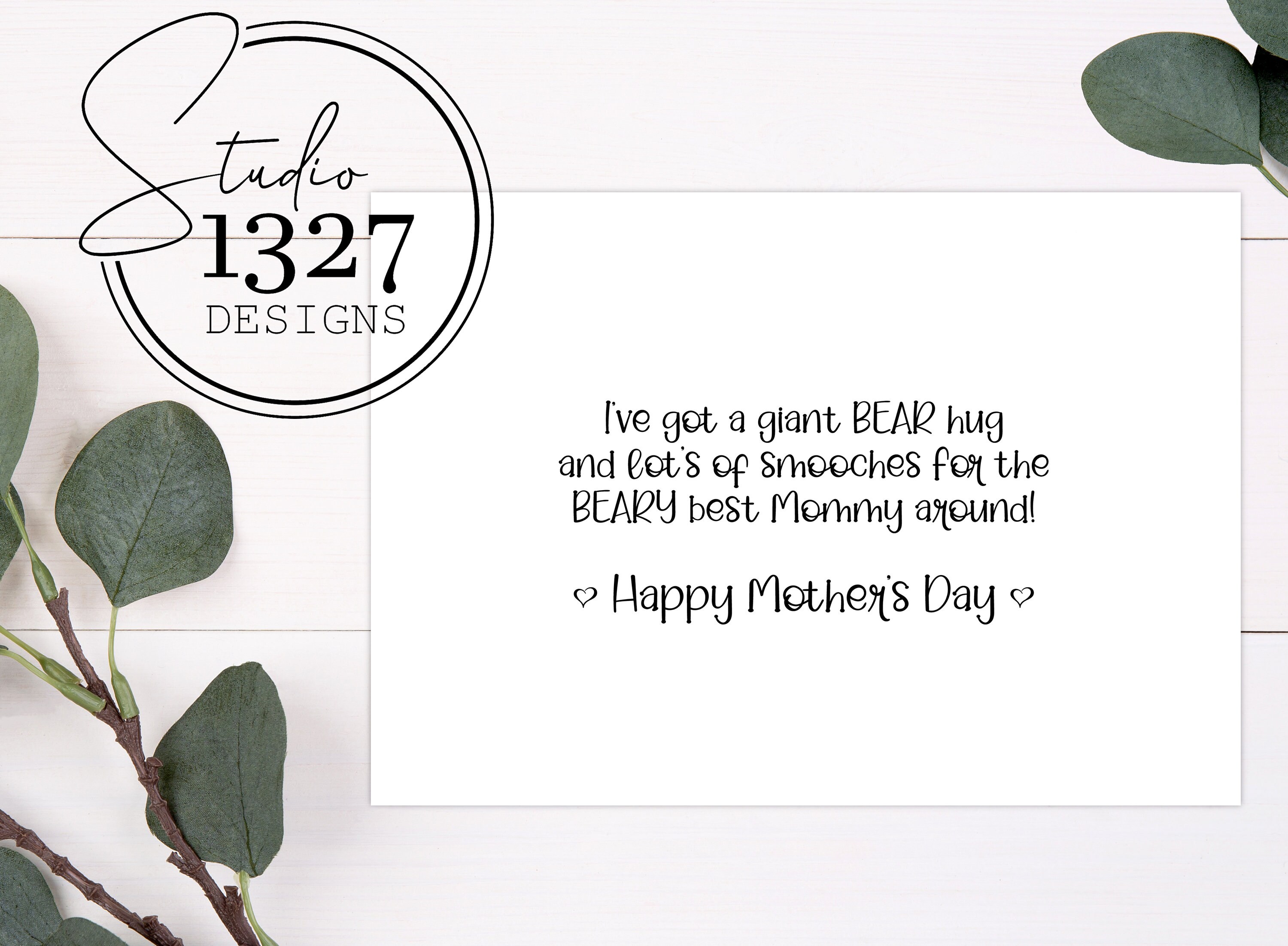 Printable Mother's Day Card / Printable Card for Mom / I Love You Beary ...