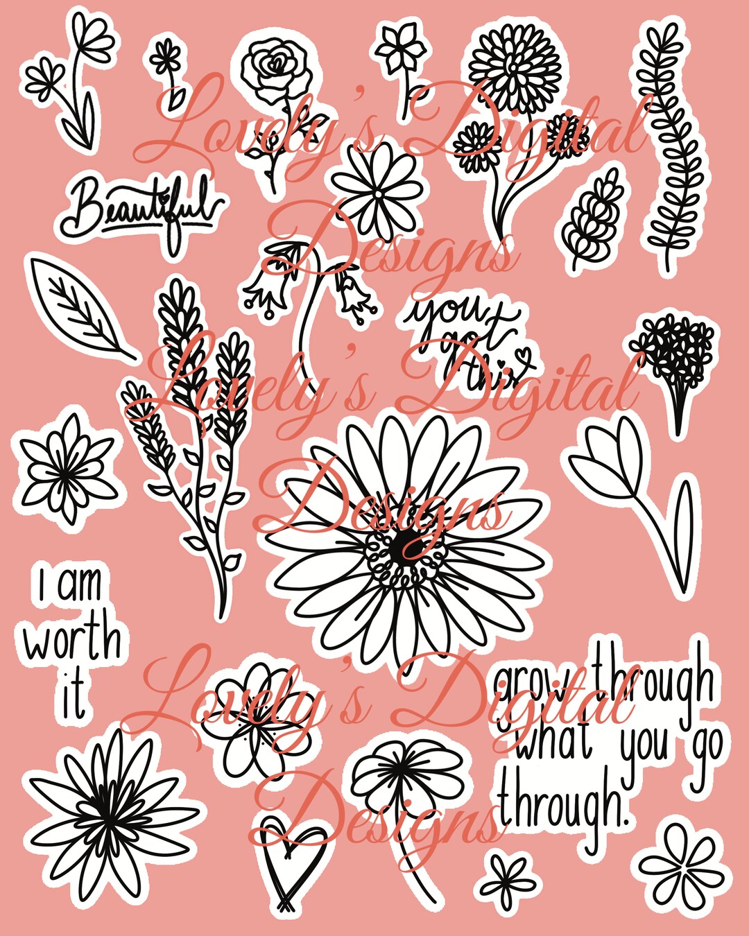 24 Minimalistic Stickers Digital Download - Etsy