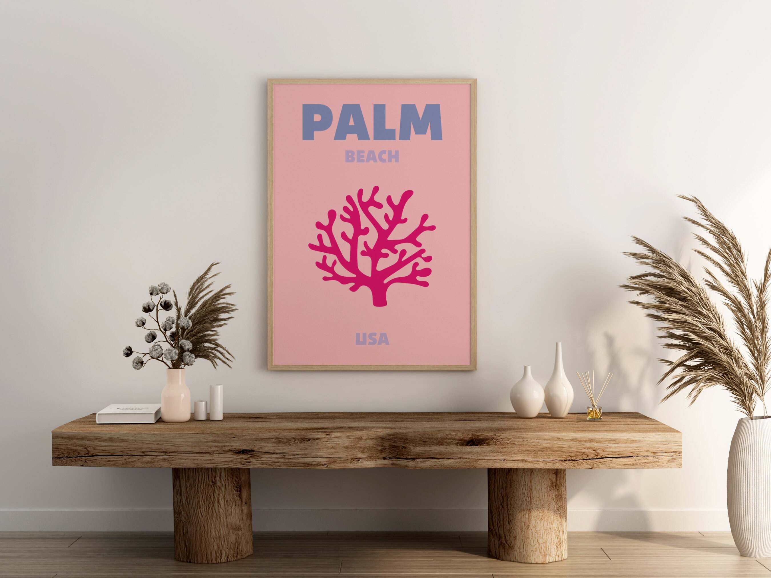 Travel Poster Set of 3 Prints, Palm Bondi Capri, Gallery Preppy Wall ...
