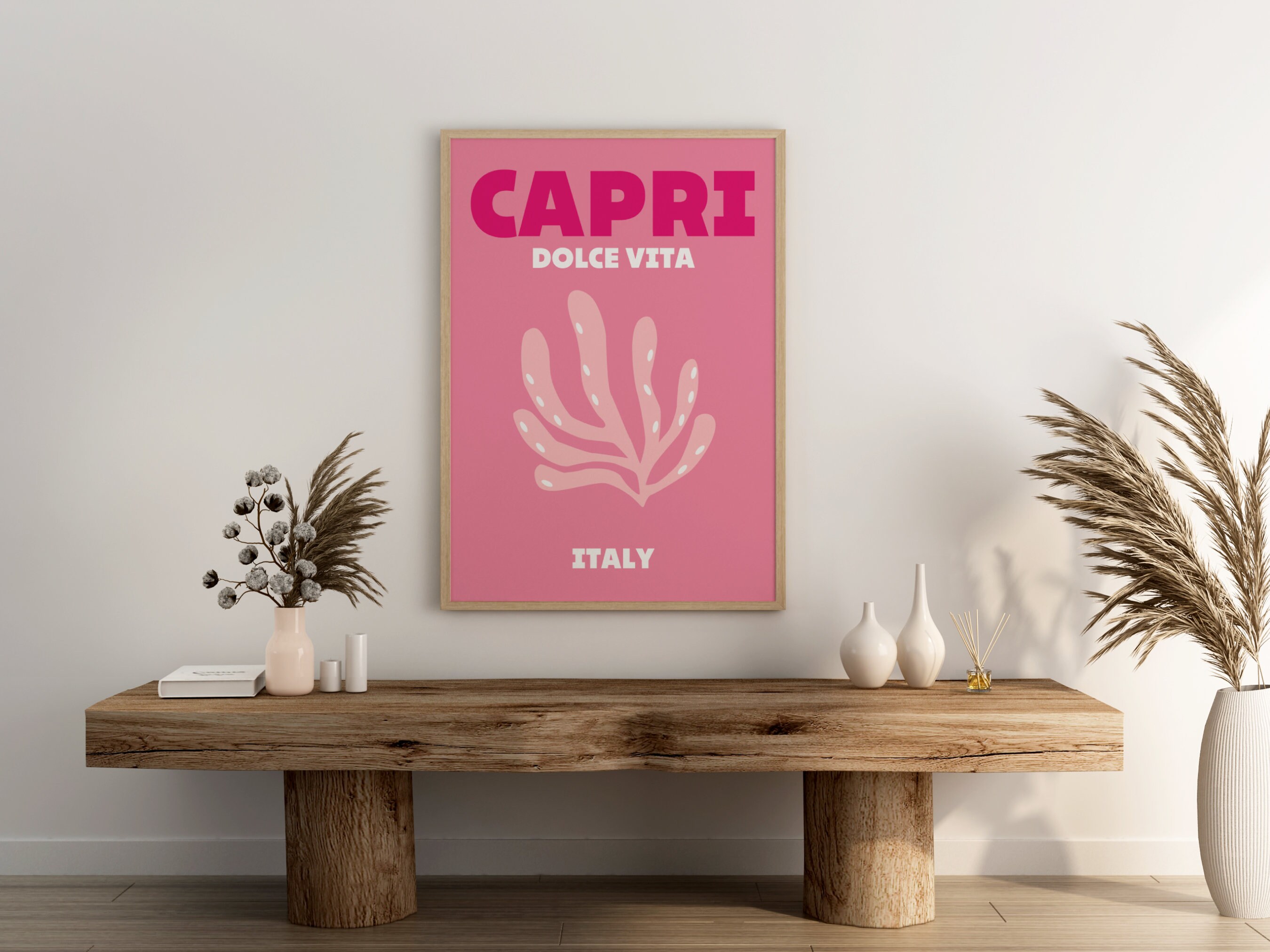 Travel Poster Set of 3 Prints, Palm Bondi Capri, Gallery Preppy Wall ...