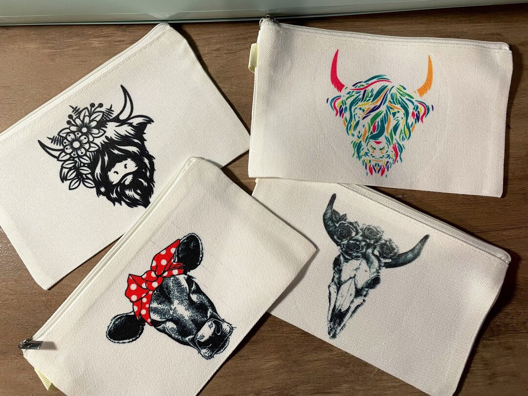 Sublimated Cow Makeup Bags Set of 4 - Etsy