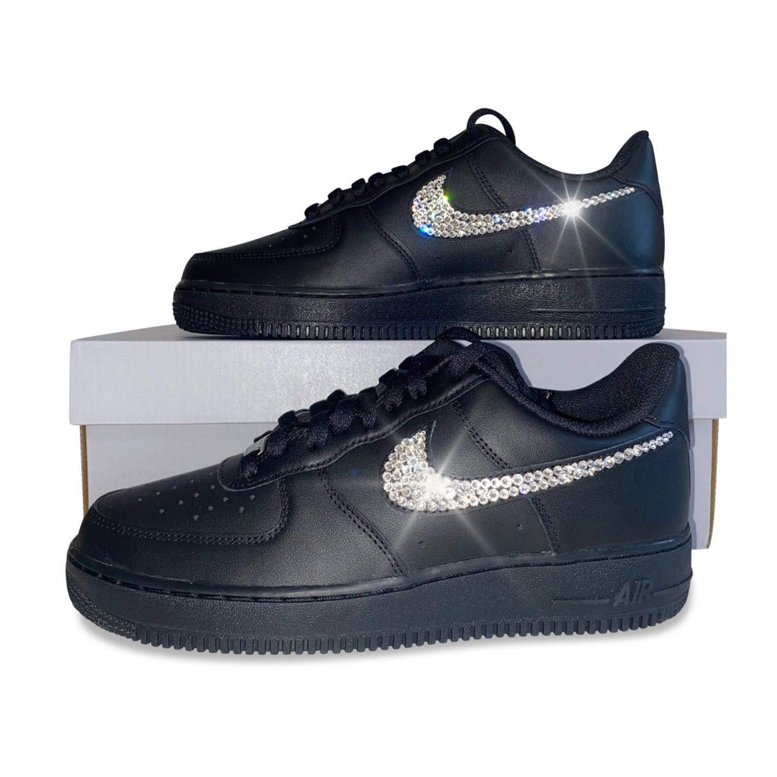 Black Air Force 1 Sparkly • Diamond Bling Crystal • Custom Bedazzled ...