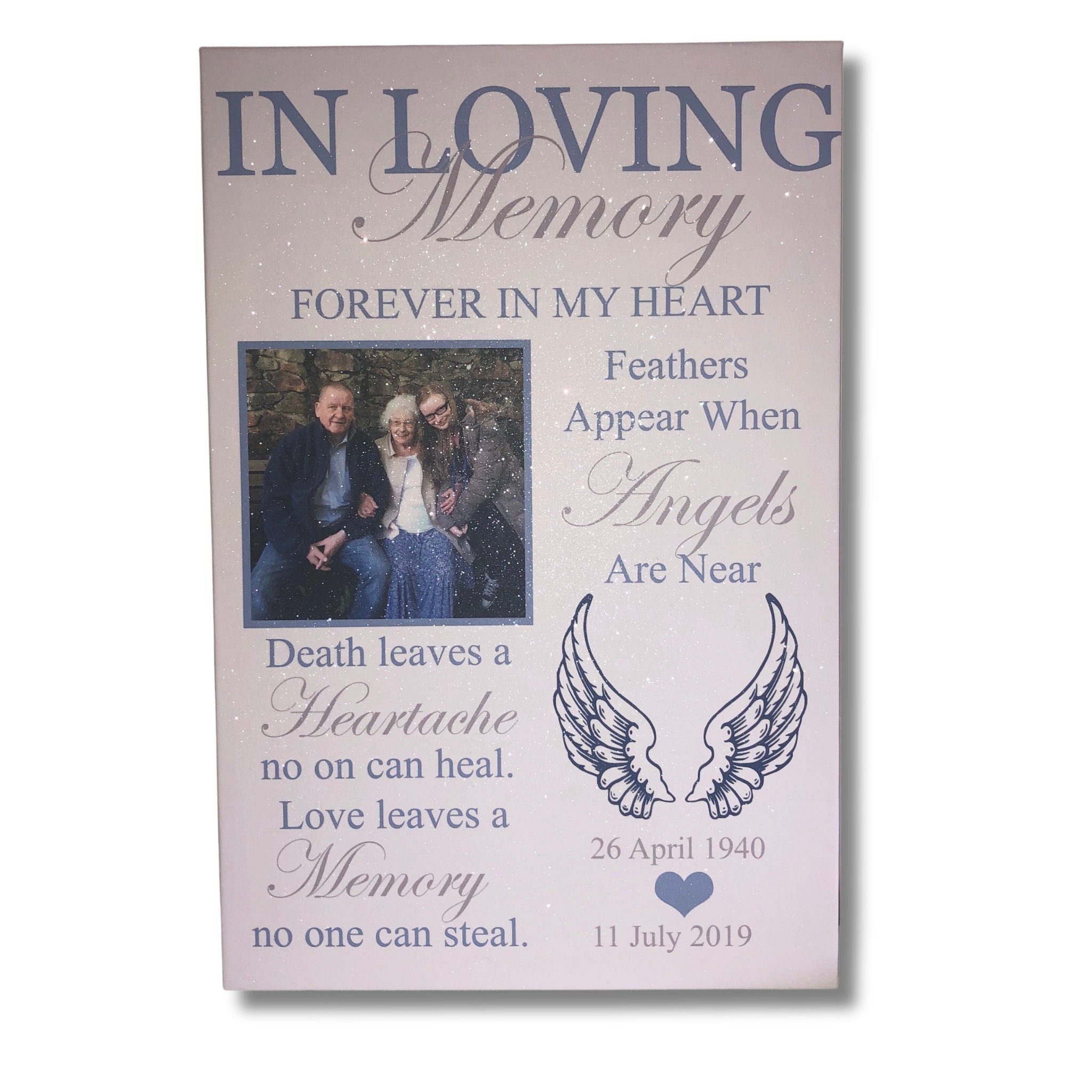 Glitter Personalised in Loving Memory Memorial Photo Canvas Print Gift ...