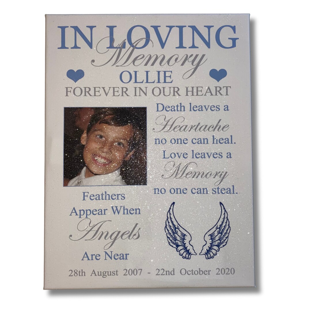 Glitter Personalised in Loving Memory Memorial Photo Canvas Print Gift ...