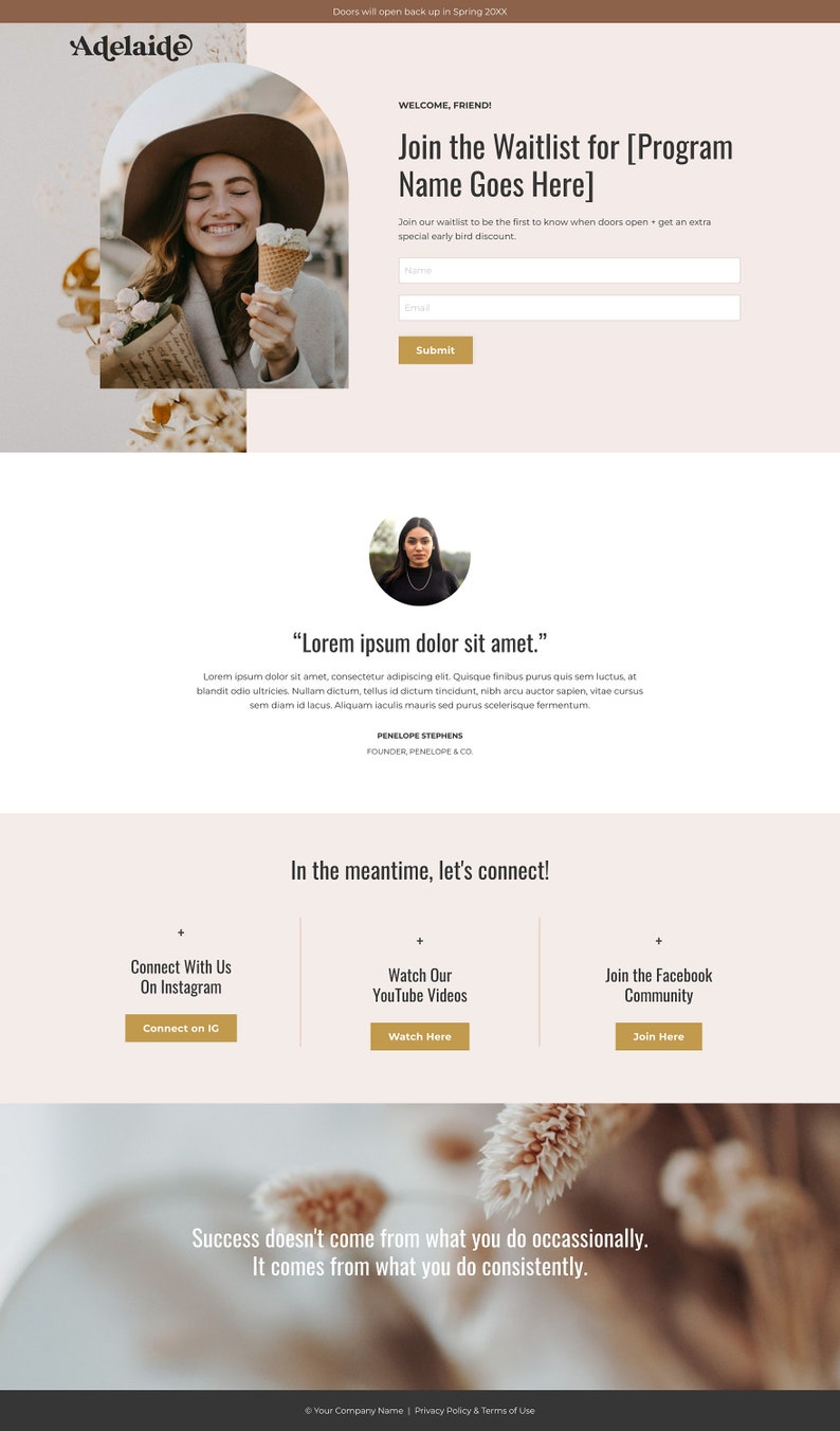 Boho Waitlist Page Template: Kajabi Coaching Sales (digital Download ...