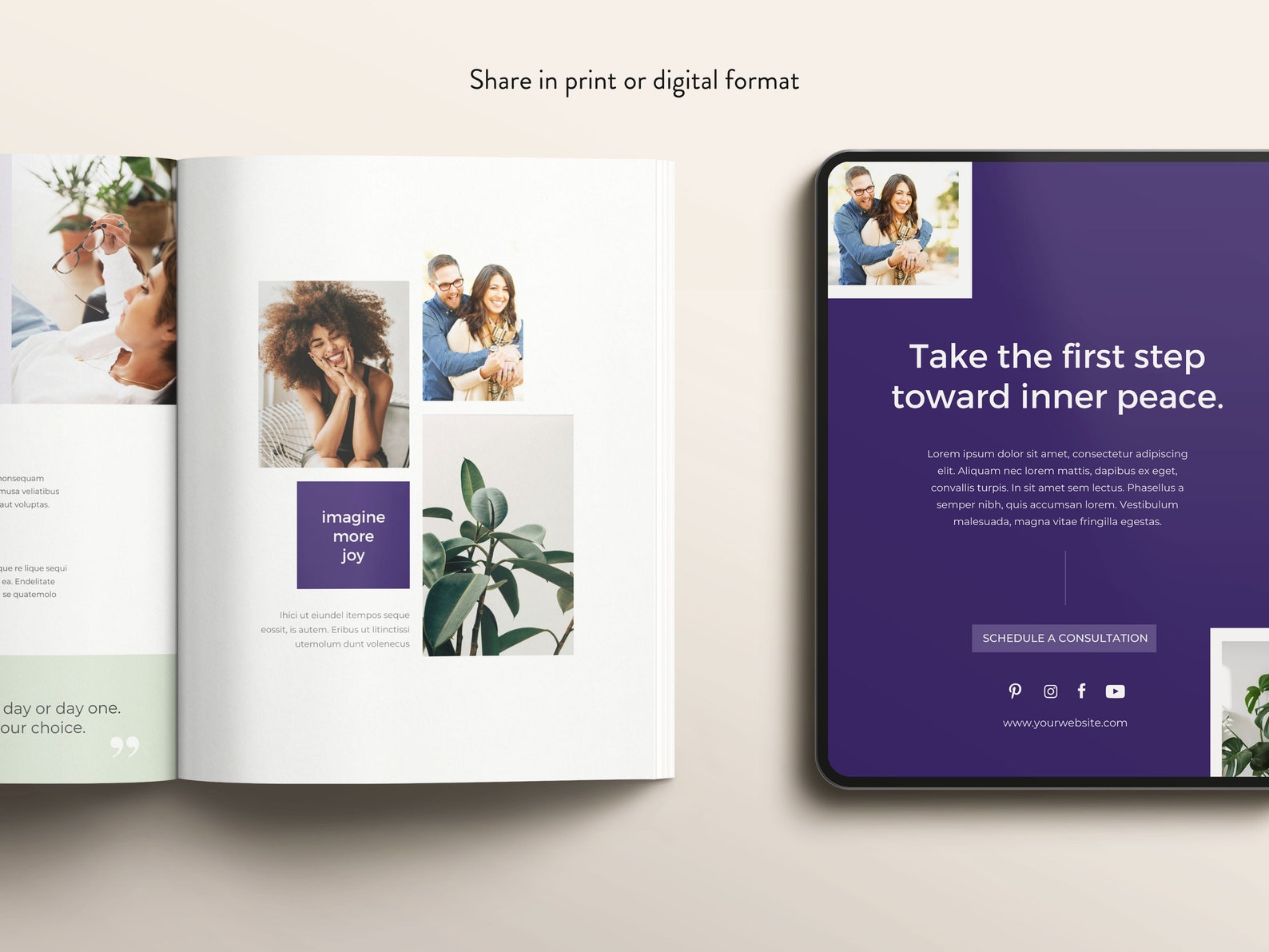 Wellness Course Workbook Template Bundle Telehealth Ebook Canva Purple ...