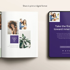 Wellness Course Workbook Template Bundle Telehealth Ebook Canva Purple ...