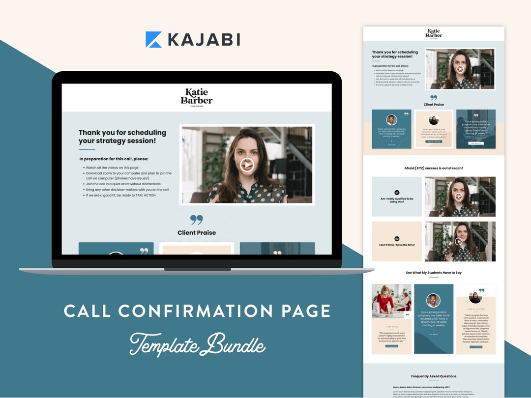 Kajabi Call Confirmation Page Template Coaching Sales Funnel Bundle ...