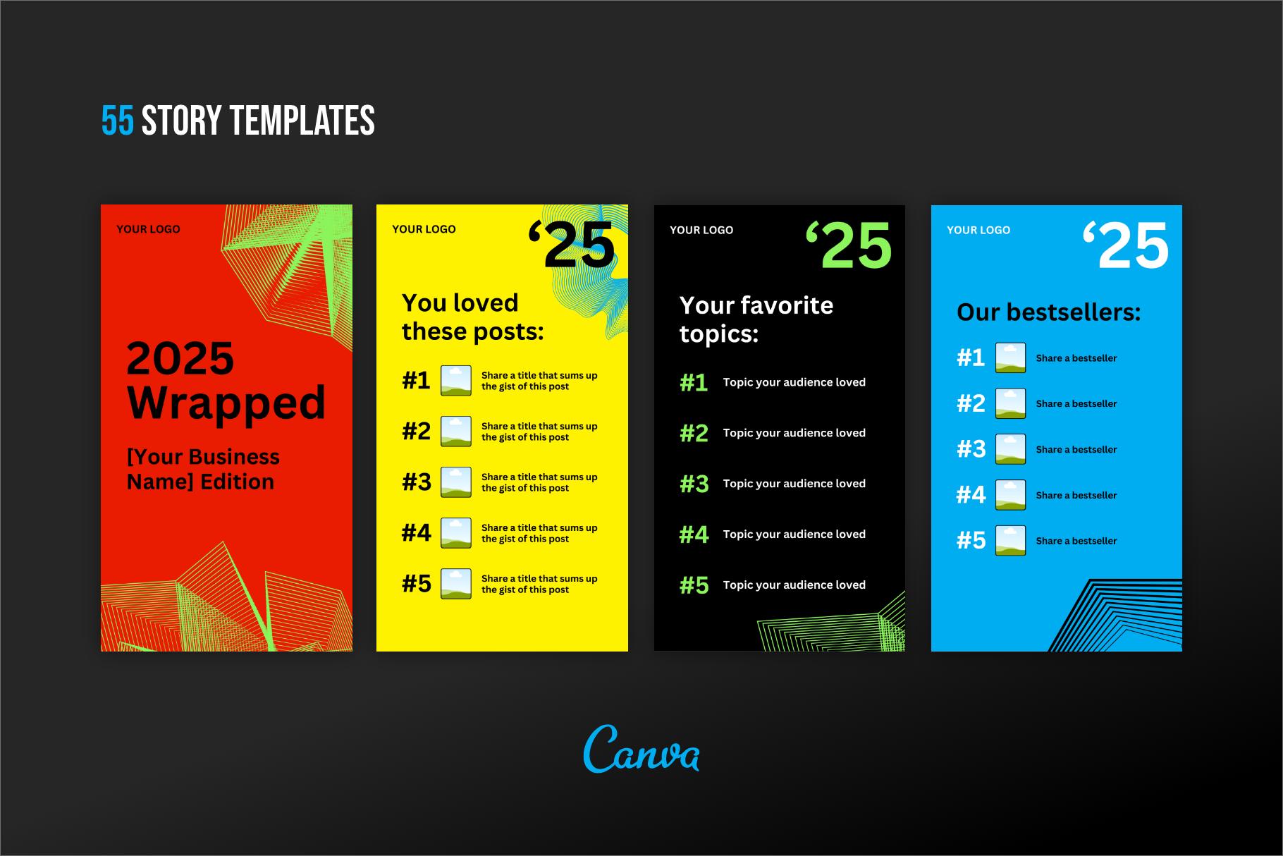 2025 Spotify Wrapped Instagram Story Templates: Canva Social Graphics ...
