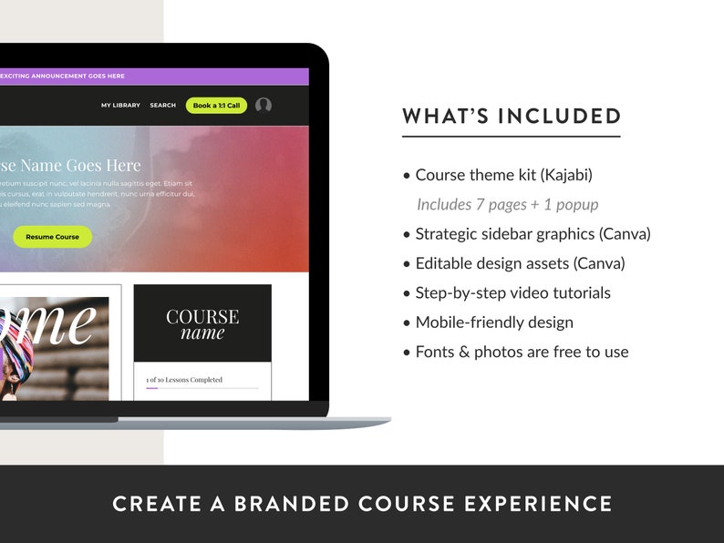 Kajabi Course Theme: Customizable Template With Canva Graphics - Etsy