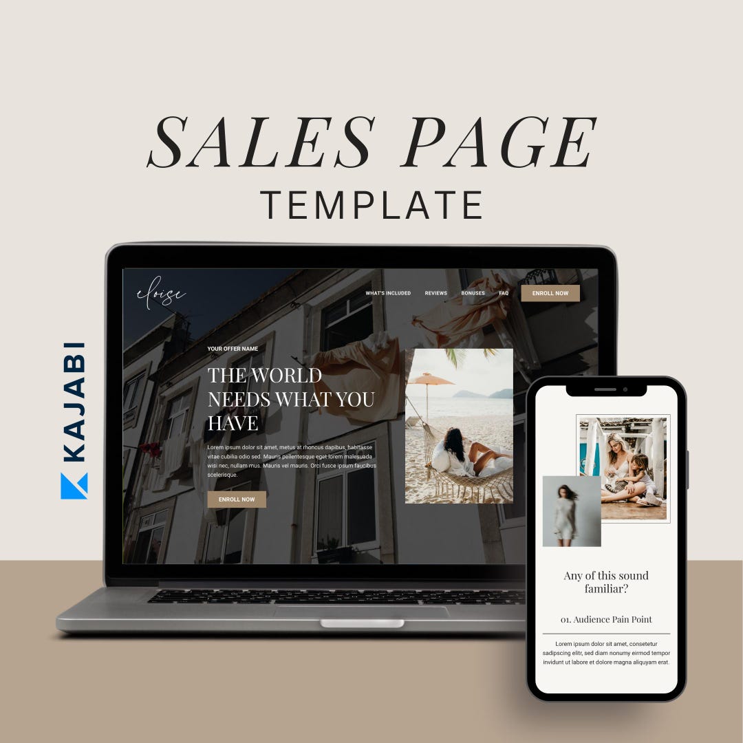 Eloise Kajabi Sales Page Template: Customizable Design - Etsy