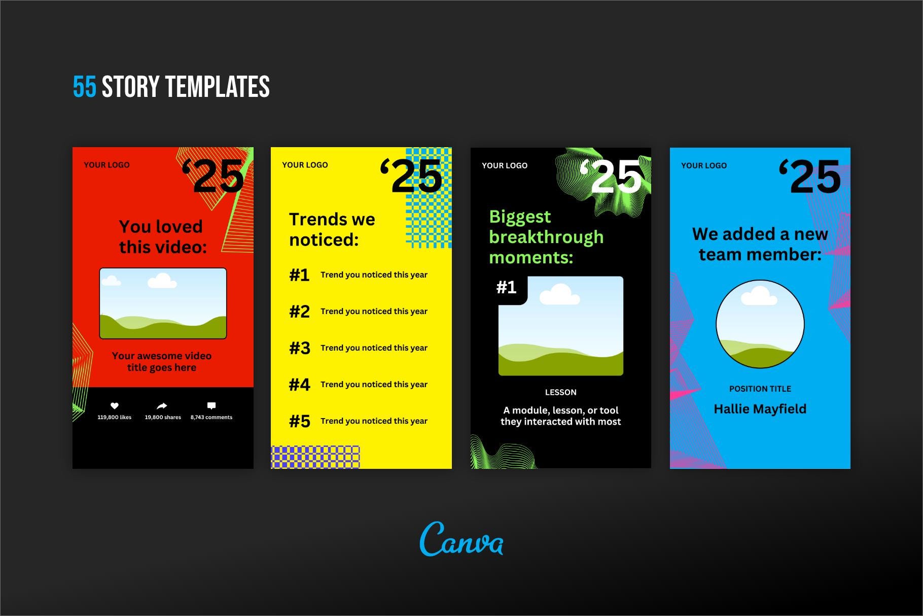 2025 Spotify Wrapped Instagram Story Templates: Canva Social Graphics ...
