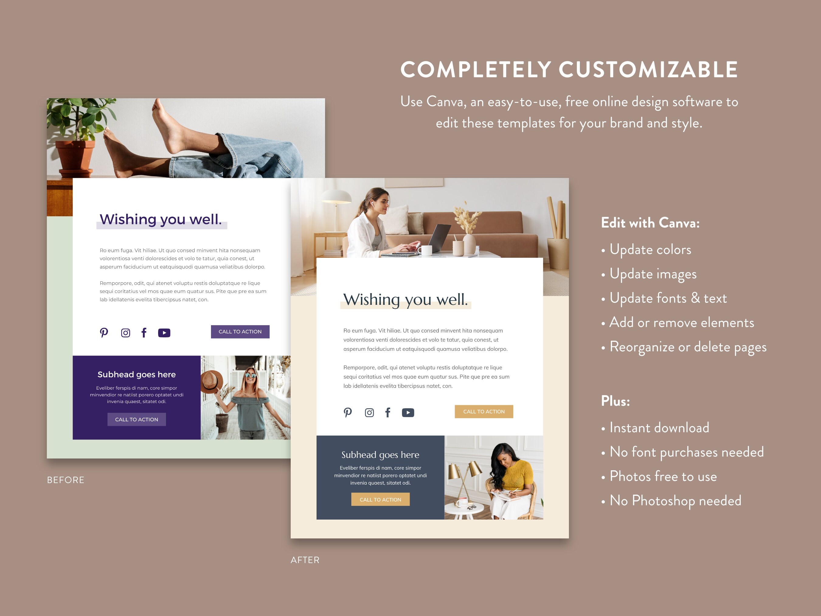 Wellness Course Workbook Template Bundle Telehealth Ebook Canva Purple ...