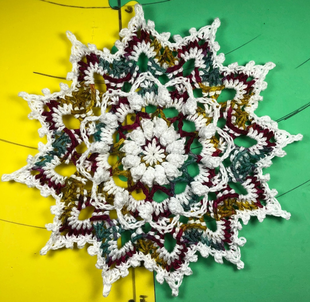 Colorful Detailed Crochet Snowflake Doily - Etsy