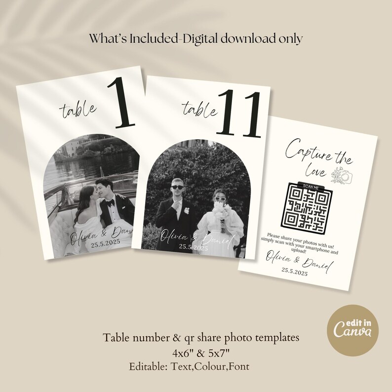 Photo Table Numbers, Modern Table Numbers, Wedding Photo Table Numbers ...