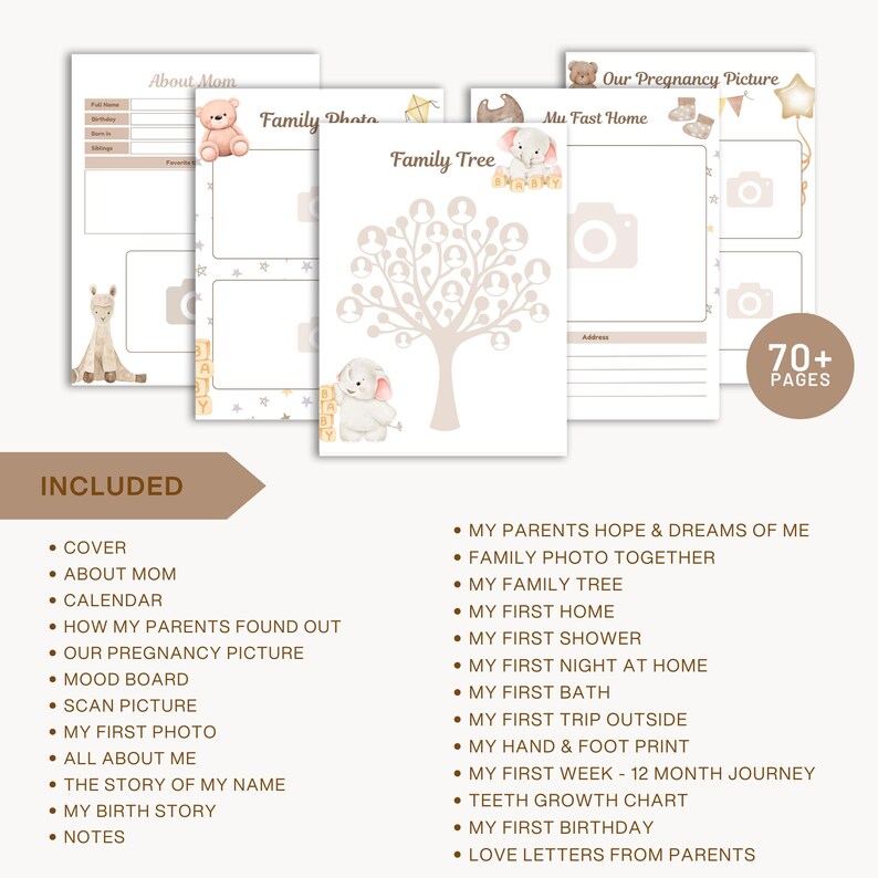 Printable Baby Memory Book: Newborn Keepsake Journal for Parents to ...