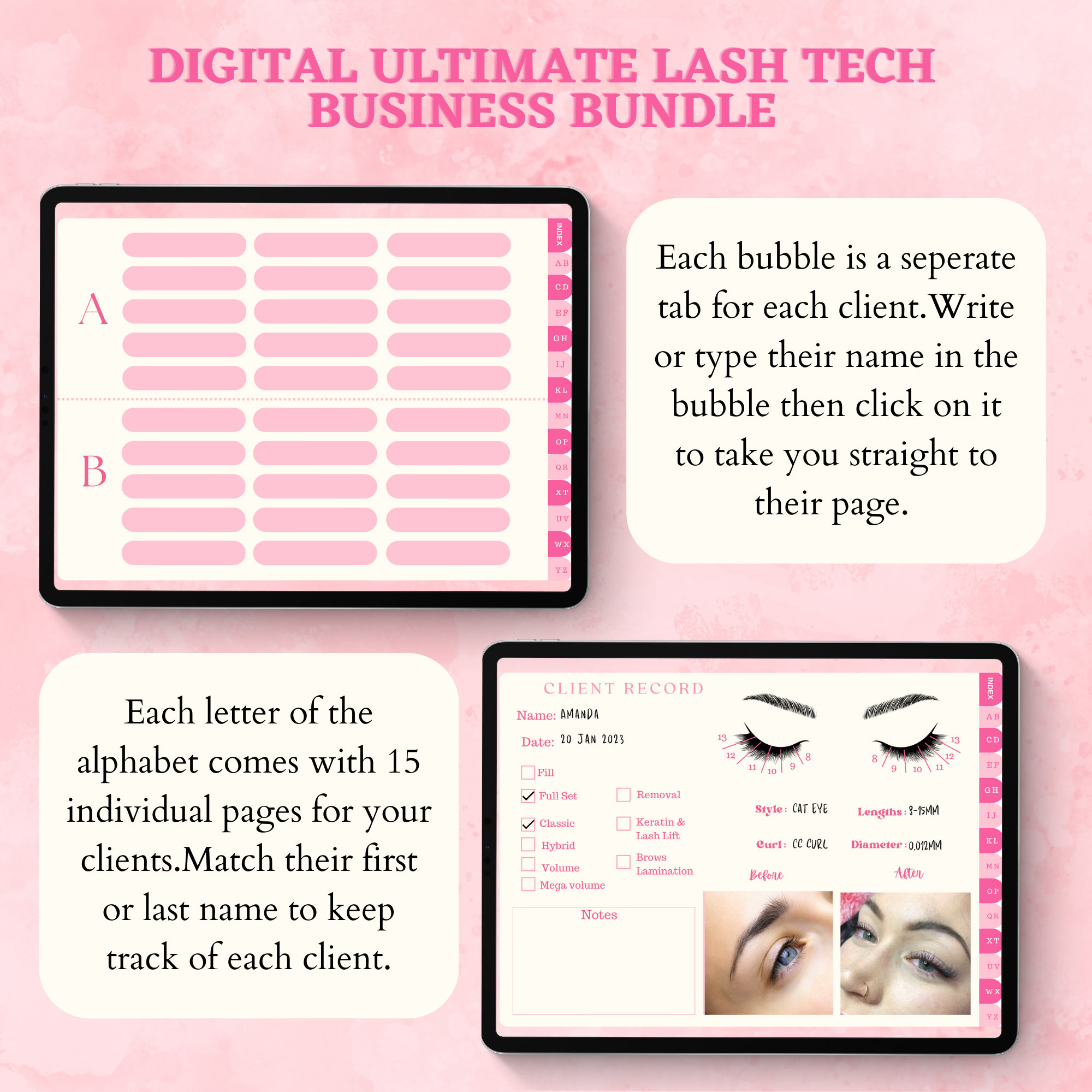 2023 & 2024 Ultimate DIGITAL Lash Tech Bundle, 2023 Client Record Book ...