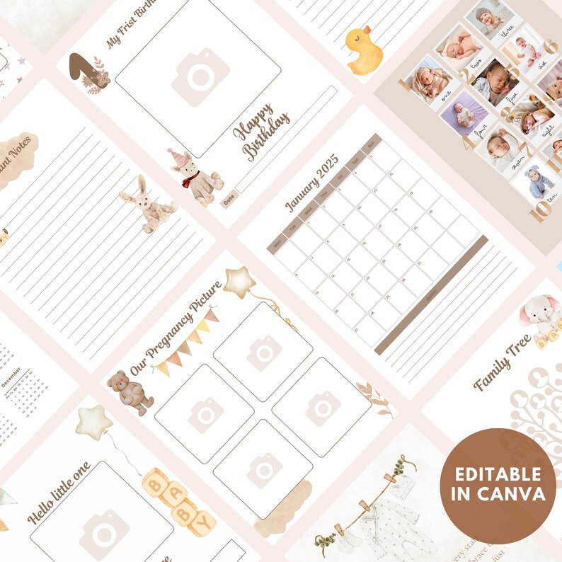 Printable Baby Memory Book: Newborn Keepsake Journal for Parents to ...