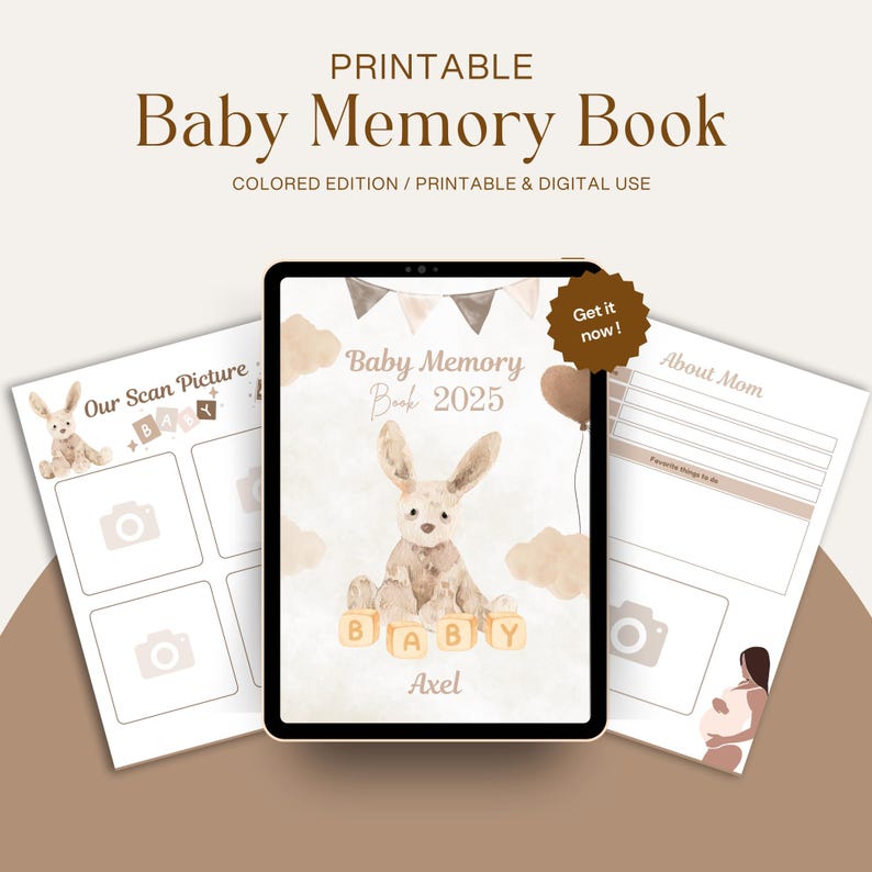 Printable Baby Memory Book: Newborn Keepsake Journal for Parents to ...
