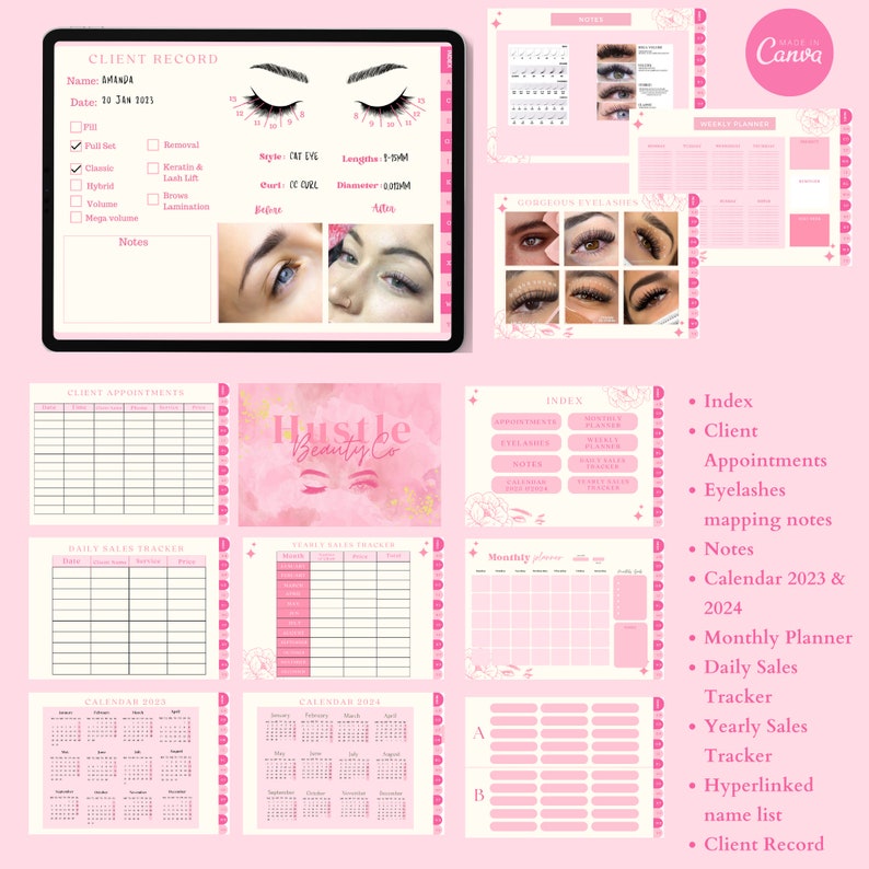 2023 & 2024 Ultimate DIGITAL Lash Tech Bundle, 2023 Client Record Book ...
