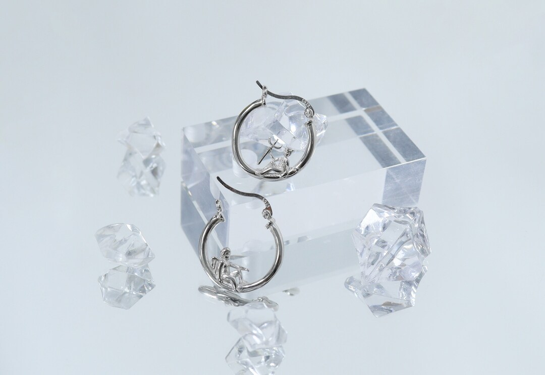 Angel and Devil Stering Silver Earring, Whimsical Hoop Earrings ...