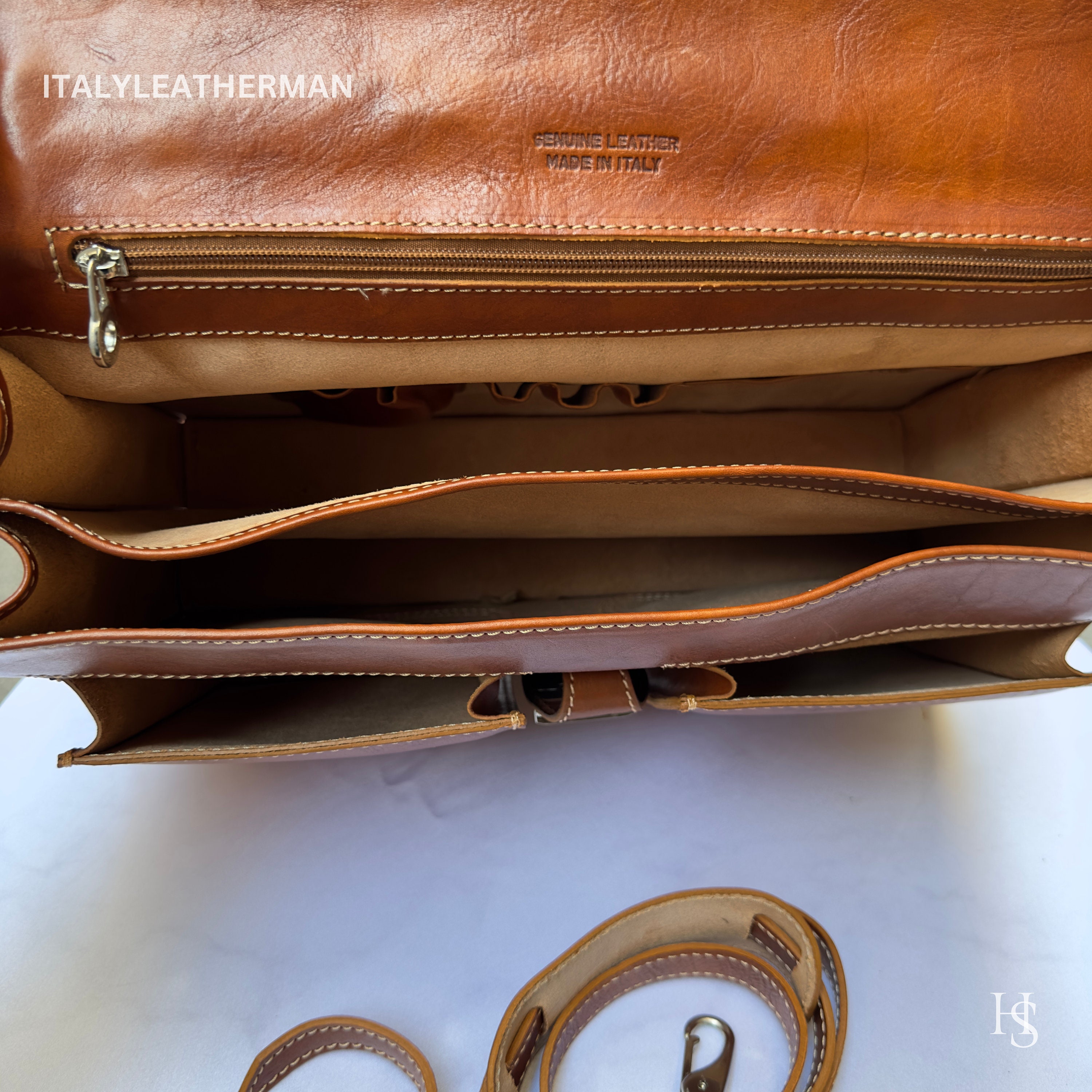 Italian Handmade Leather Briefcase: Vintage Men's Messenger Bag Crafted ...