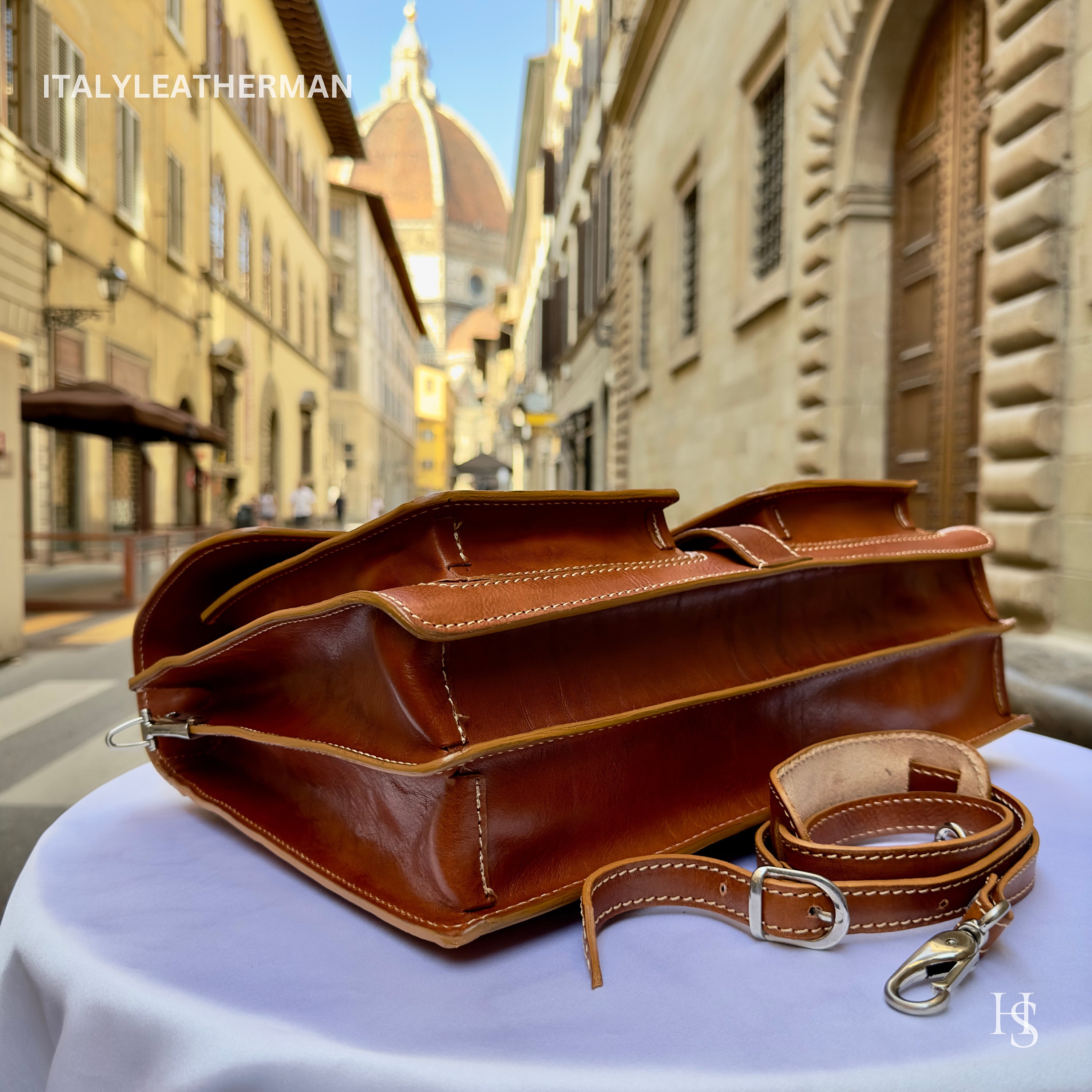 Italian Handmade Leather Briefcase: Vintage Men's Messenger Bag Crafted ...