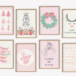 Pink Christmas Printables 30 Pastel Christmas Prints Pink Christmas ...