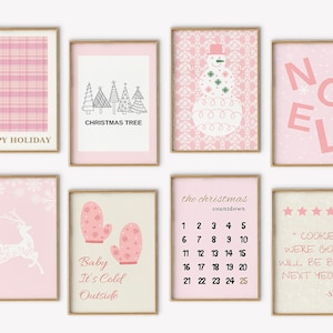 Pink Christmas Printables 30 Pastel Christmas Prints Pink Christmas ...
