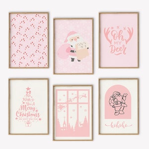 Pink Christmas Printables 30 Pastel Christmas Prints Pink Christmas ...