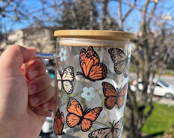 Monarch Butterfly Glass, Monarch Can Glass, Orange Monarch Butterfly ...