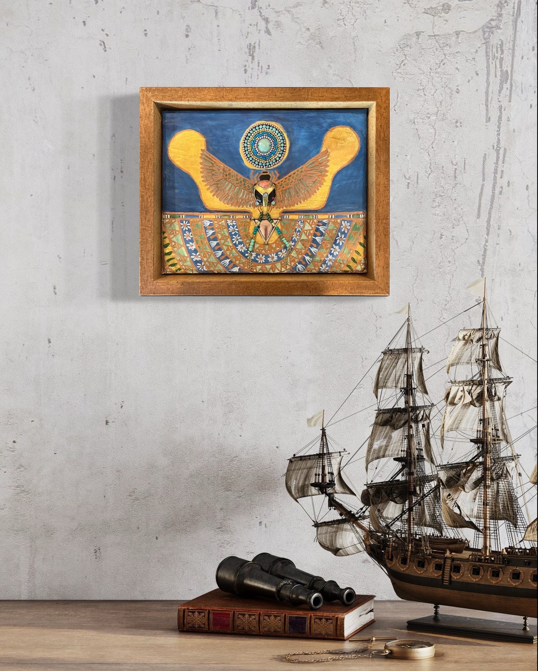 The Embellished Sarcophagus With Scarab Framed Mixed Media Egyptian Art ...