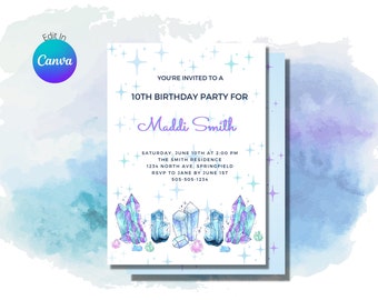 Gemstone Birthday Invitation Template - Etsy