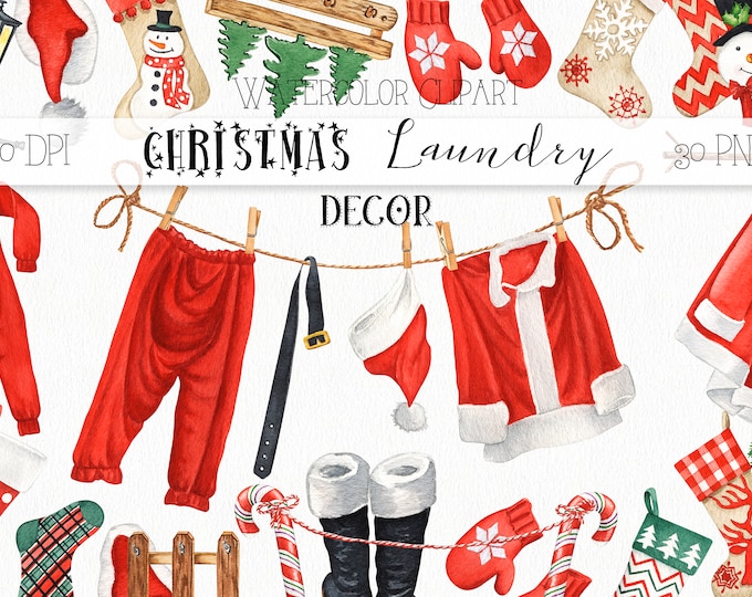 Santa's Christmas's Washing Line Bunting Garland/santa Claus Laundry ...