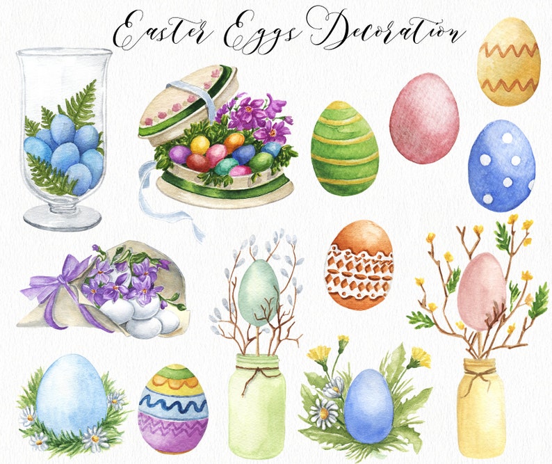 Watercolor Spring Easter Clipart. Easter Cute Rabbit. Vintage - Etsy