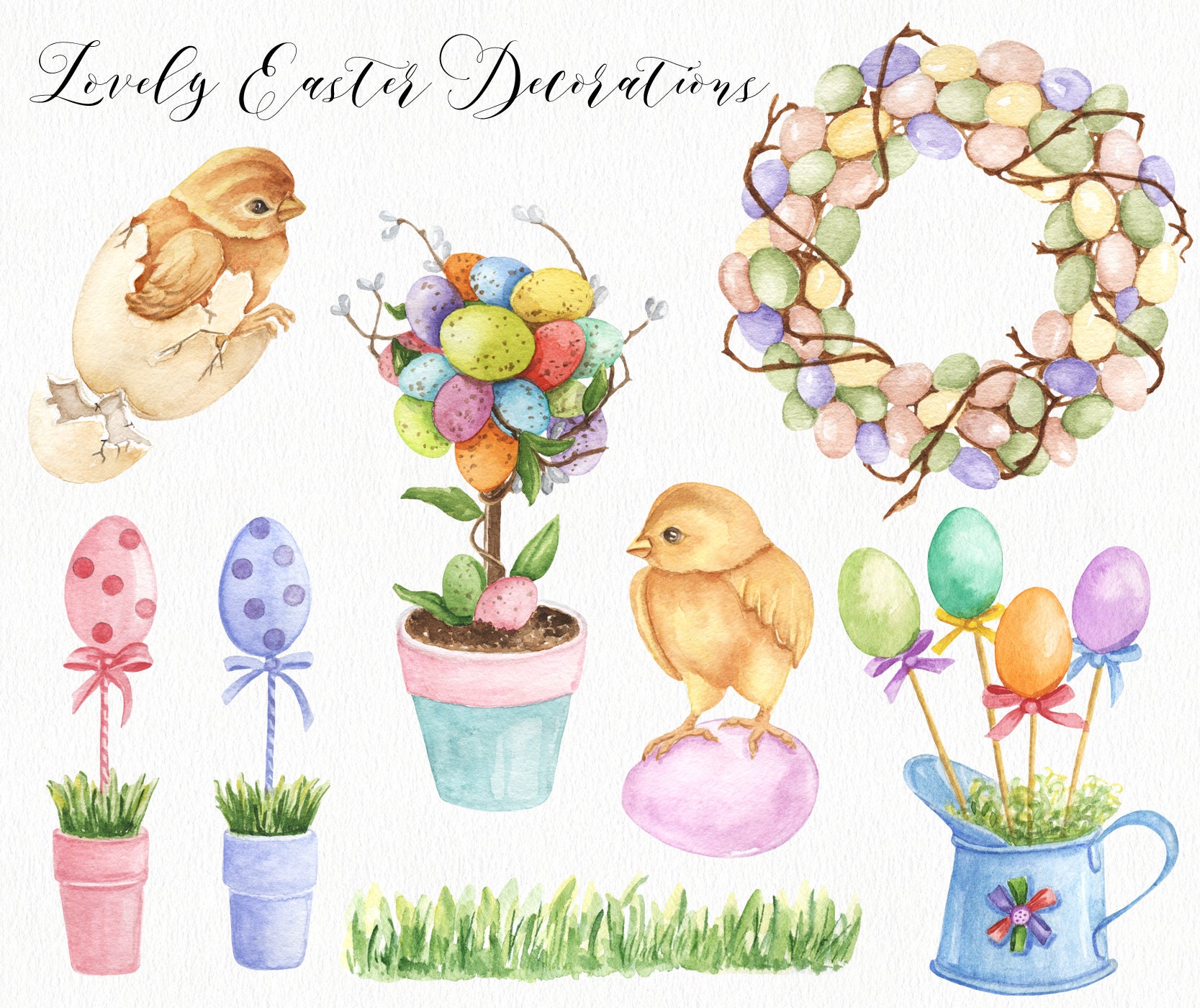 Watercolor Spring Easter Clipart. Easter Cute Rabbit. Vintage - Etsy
