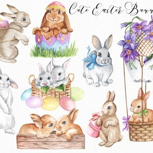 Watercolor Spring Easter Clipart. Easter Cute Rabbit. Vintage - Etsy