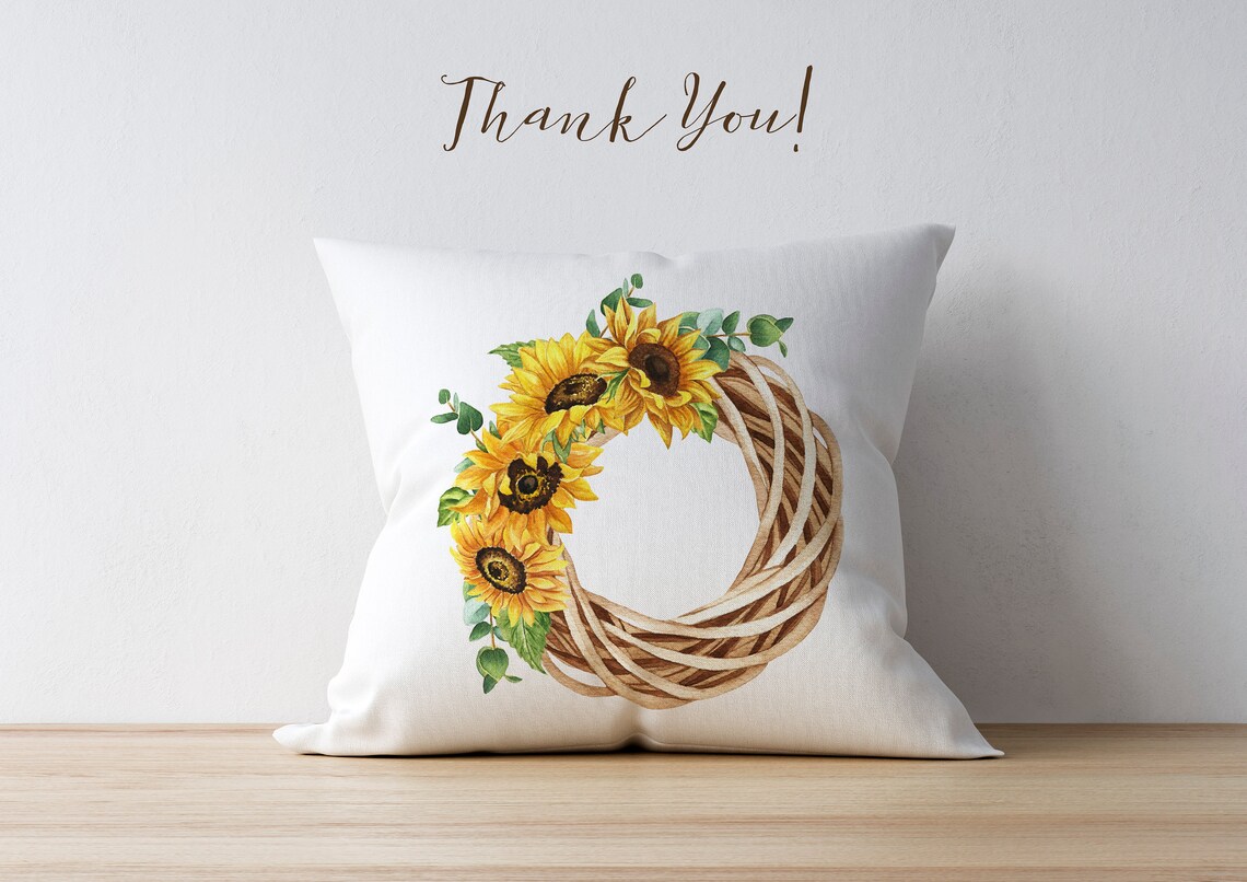 Watercolor Sunflower Wreath Clipart. Farmhouse Decor Clipart. - Etsy