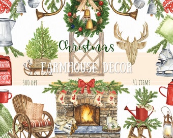 Rustic Christmas Tree Clip Art - Etsy