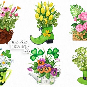 Watercolor St. Patrick's Day Clipart. Patrick's Day Bouquets Clipart ...