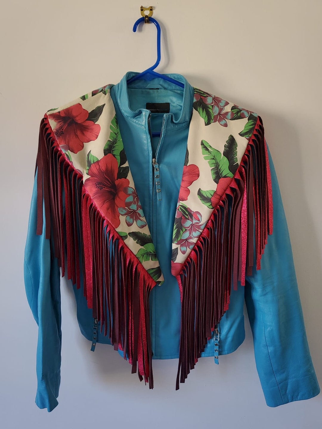 Hawaiian Flower Metallic Leather Cape With Fringe - Etsy