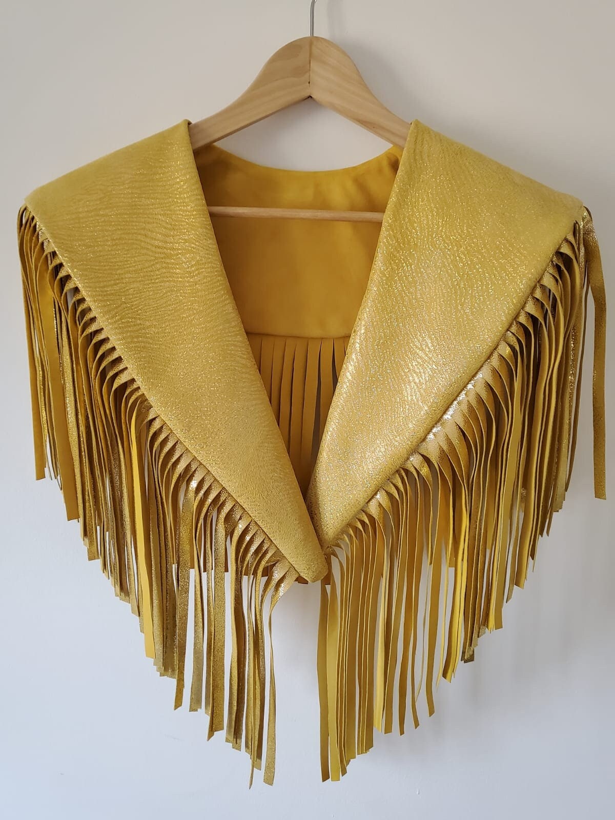 Gold and Yellow Metallic Leather Cape With Fringe - Etsy