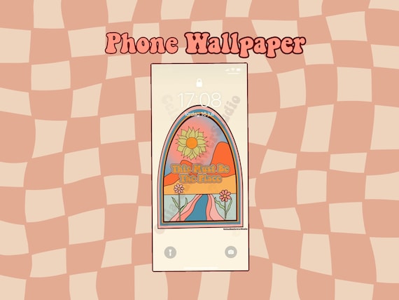 70s Style Phone Wallpaper Retro Digital Download Groovy Lock - Etsy