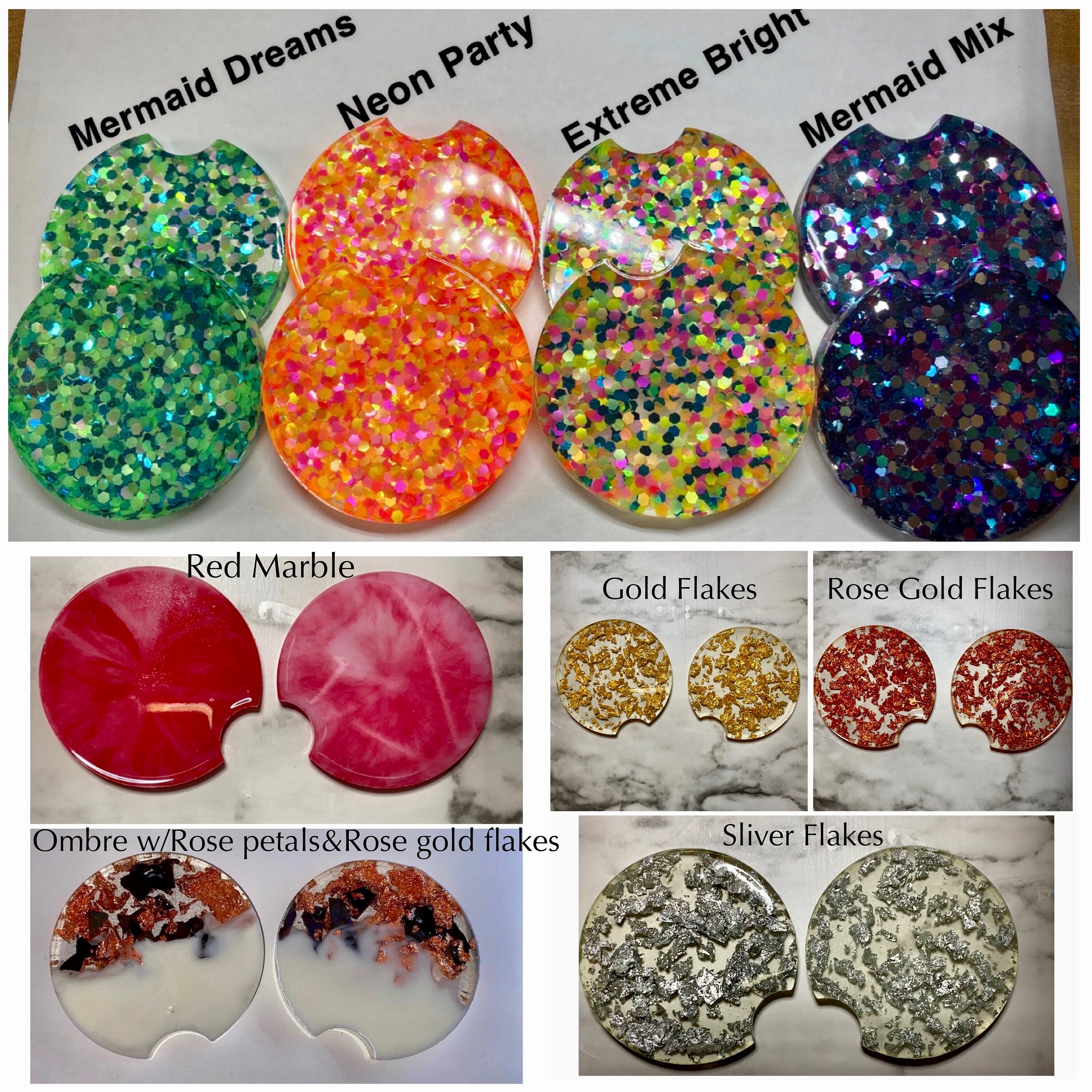 Custom Set of 2 Glitter Car Coasters Resin Car Coasters Glitter Car ...